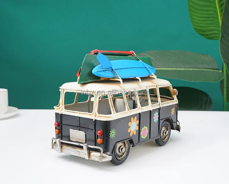 Iron Bus Figurines - Vintage Metal Miniatures for Home