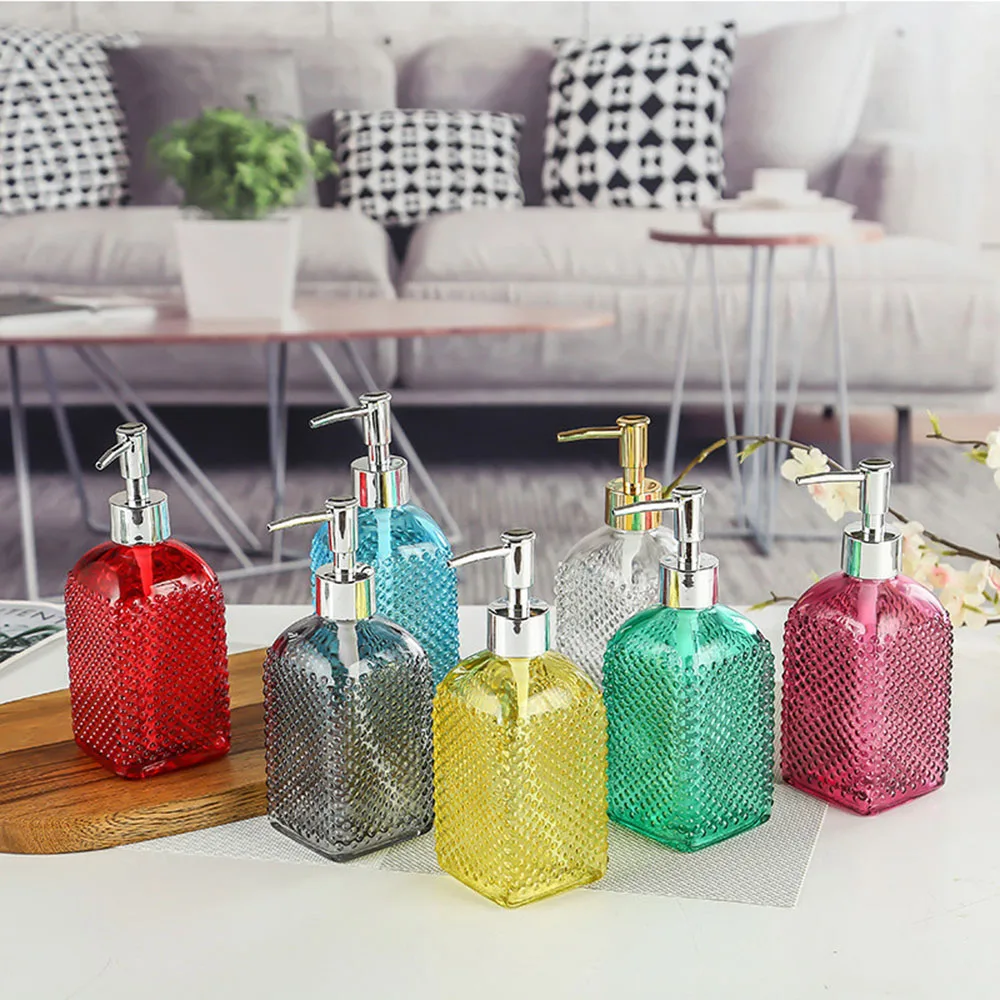 500ml Luxury Glass Packaging Candy Colors Hand Wash Bathroom Hotel ...