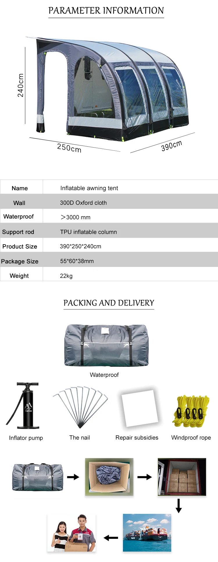 Waterproof Camping Car Side Inflatable Awning Tent Veranda Gonfiabile ...