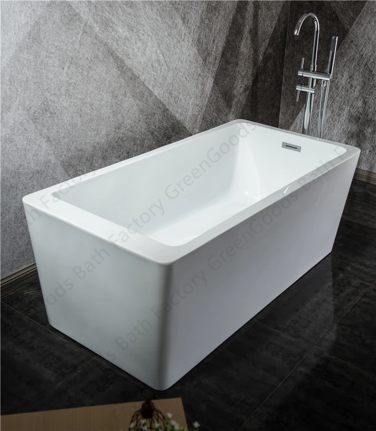Modern White Rectangular Freestanding Acrylic Bath Tub - Soaking - Odm