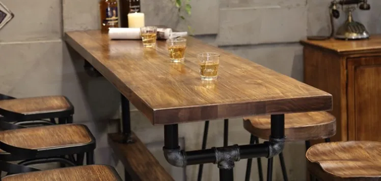 New Design Industrial Style Vintage Rustic High Long Wood Custom Pub ...
