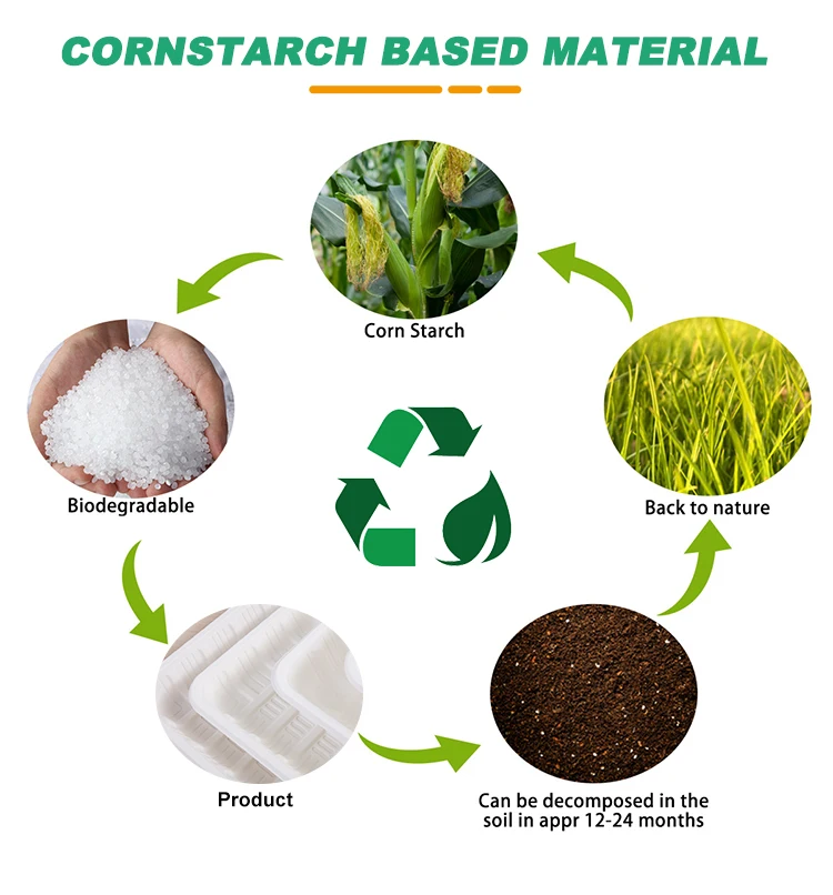 Cornstarch Food Tray Biodegradable Disposable Food Container Custom ...