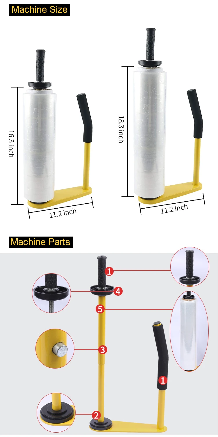 Manual Handle Pallet Paper Plastic Packing Machine Compact Stretch Film ...