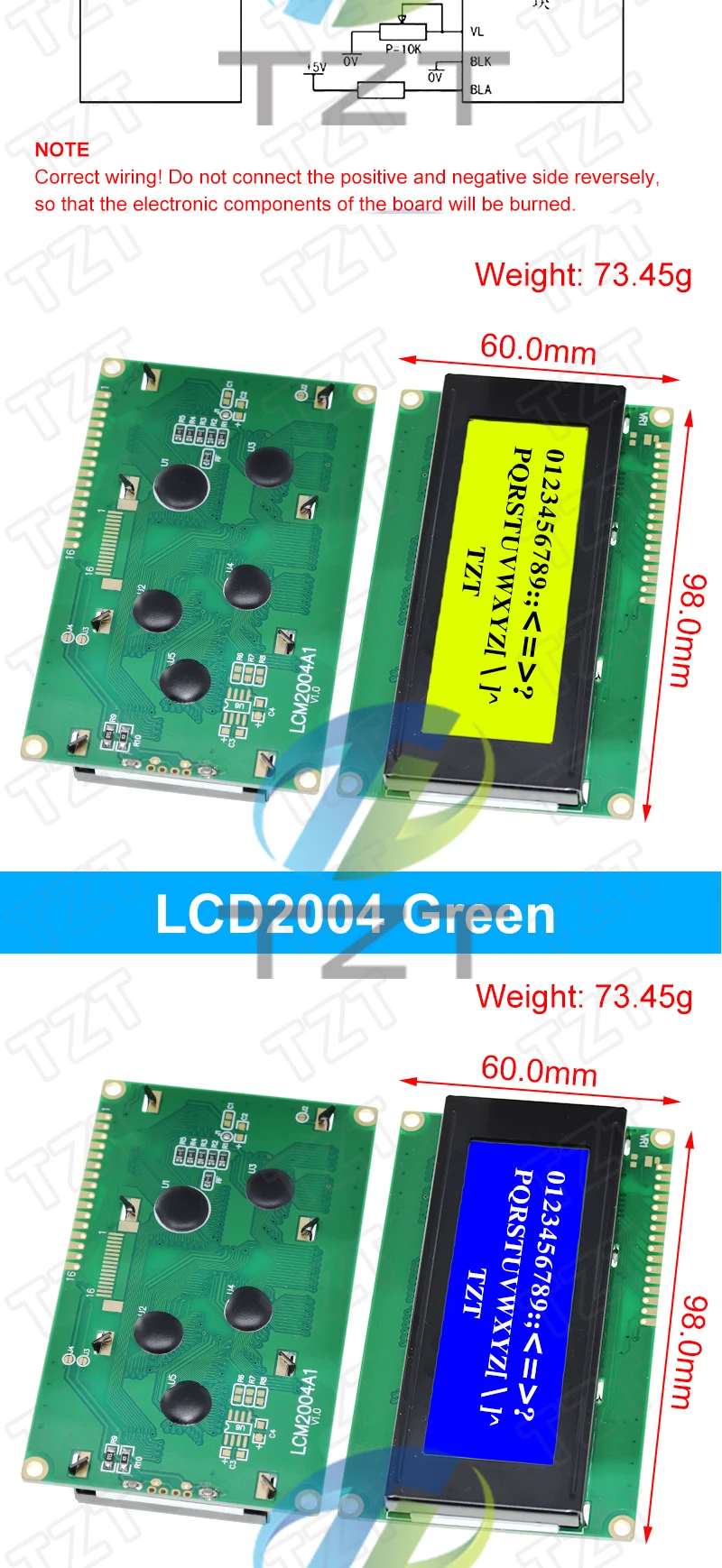 Tzt Lcd Module Blue Green Screen For Arduino 0802 1602 2004 12864 Lcd Character Uno R3 Mega2560 ...