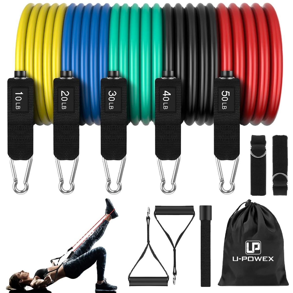 U-powex 2021 Hot Selling Exercise Bands Latex Resistance Loop Band Set ...
