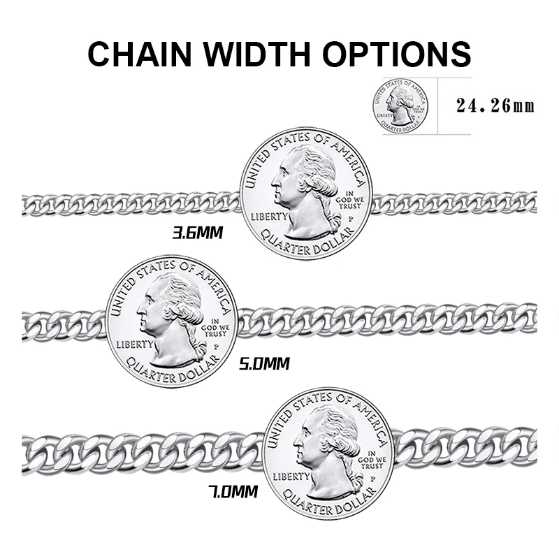 Rinntin Sc38 Luxury Cuban Link Chain Necklace Jewelry 925 Sterling ...