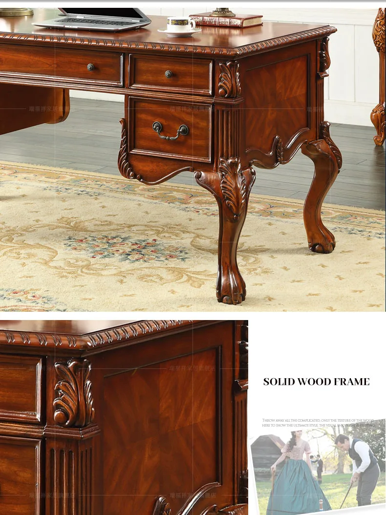 Solid Wood Vintage Office Computer Desk AG-203 for Home