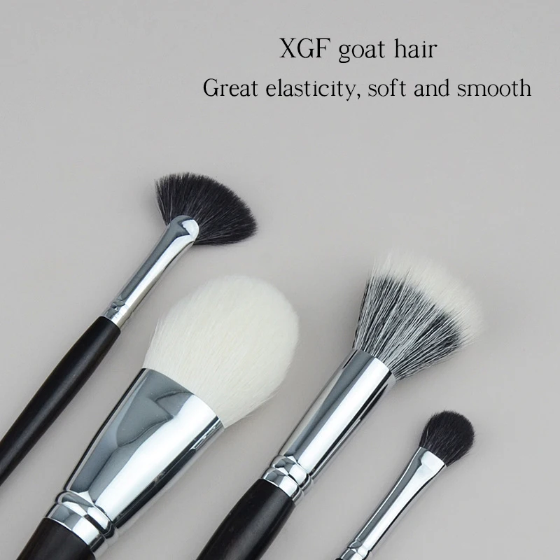 5/19pcs Professional Ebony Handle Natural Hair Makeup Brushes Xgf Goat ...