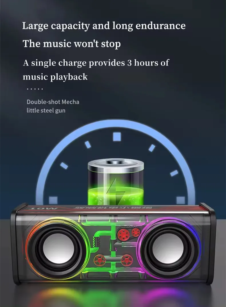 V8 Mecha Speakers Shake Super BassTransparent Wireless BT Stereo ...