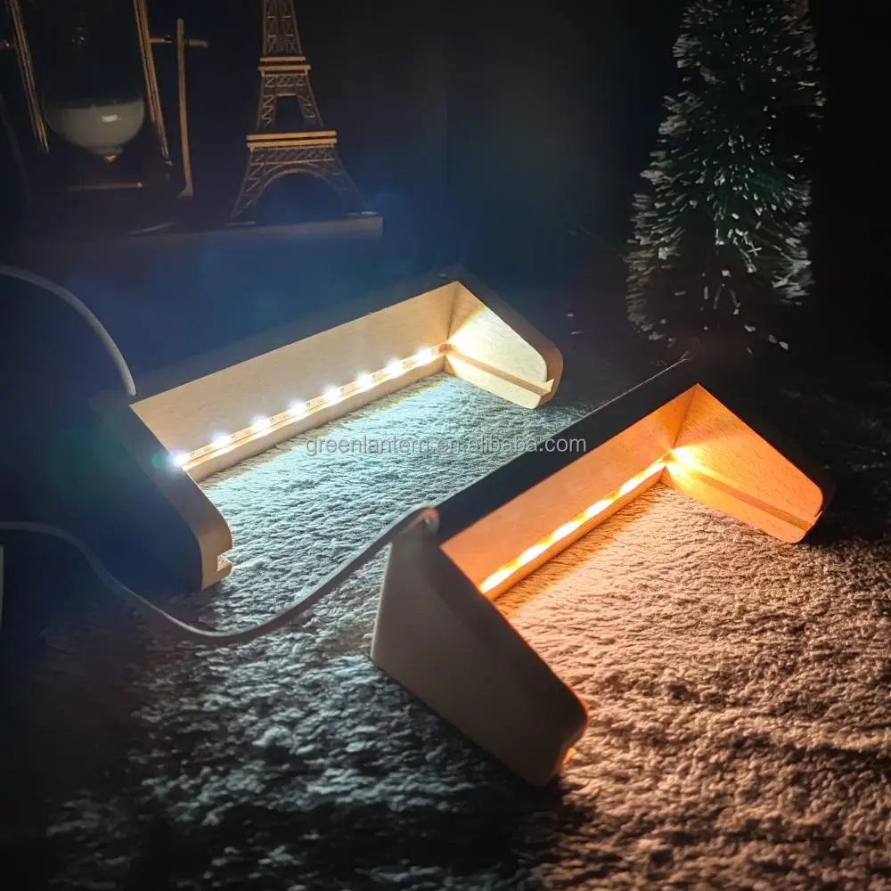 Led Wooden Base Display Stand U-shaped Photo Frame Acrylic Art Light ...