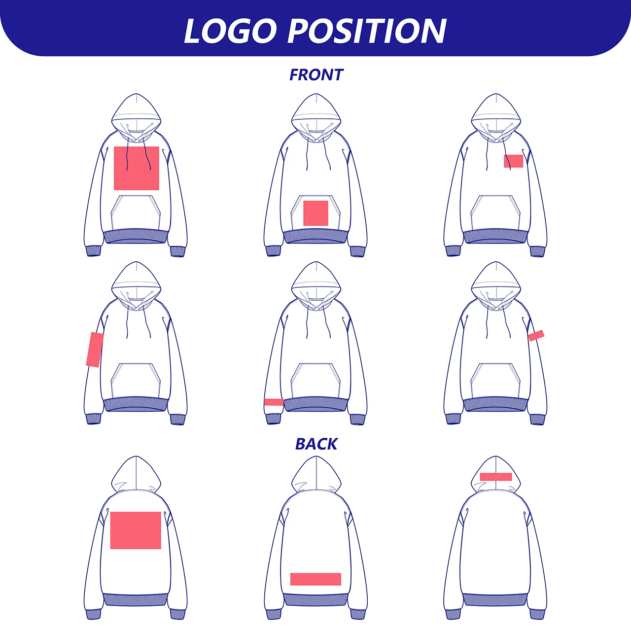 Custom Blank Logo Heavyweight Unisex Double Layer 600gsm Hoodies Two ...