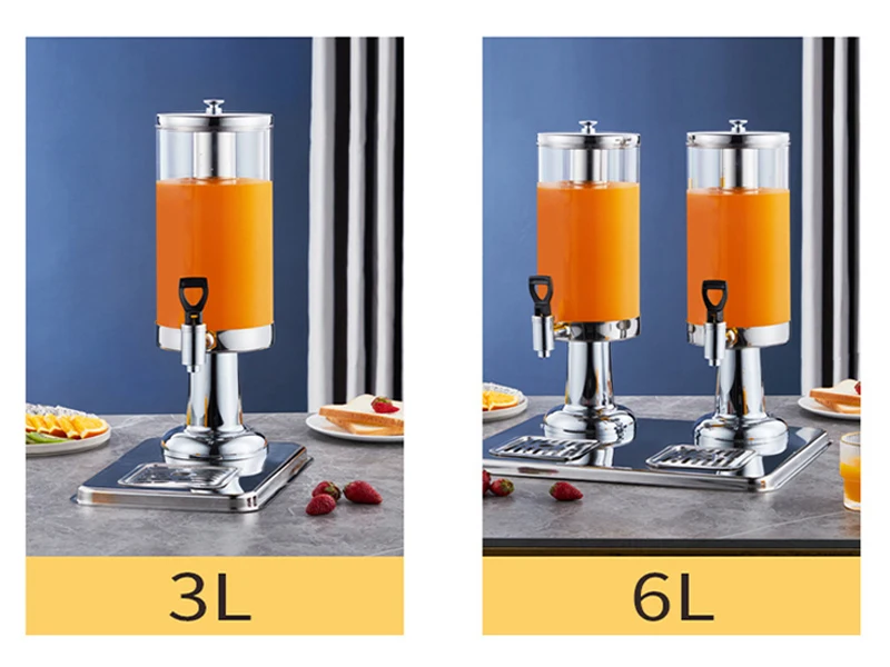 3/6L Stainless Steel Juice Drink Dispensers Beverage Plastic Drink ...