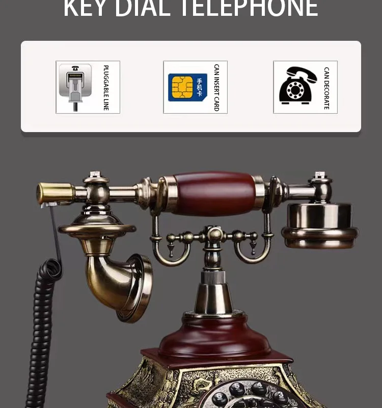 Retro Rotary Telephone SIM Card Vintage Home Hotel Phone OEM