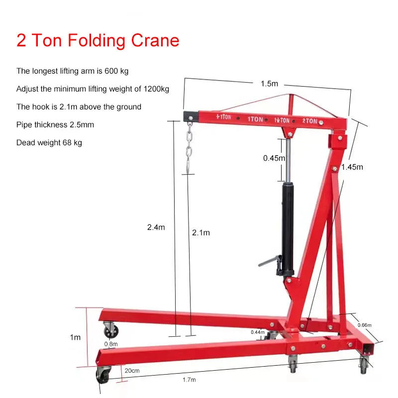 Heavy Duty 2 Ton Engine Crane Stand Hoist Lift Jack Repair Workshop ...