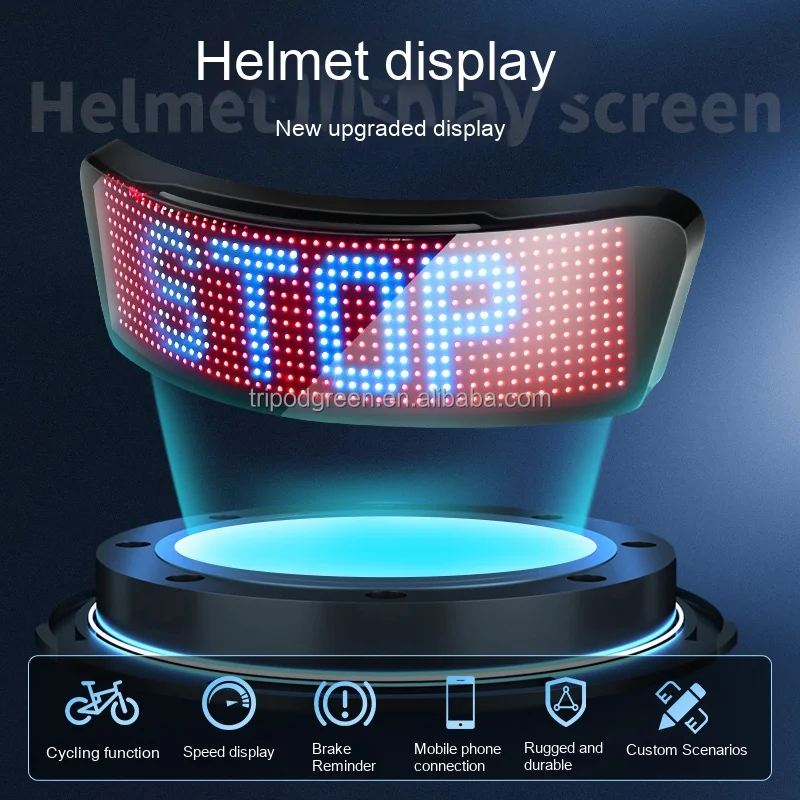 DIY LED Screen Light-Up Helmet Safety Warming Sign Programmable LED ...