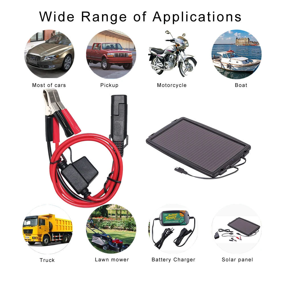 Sae 10 Feet 14awg Battery Charging Cable Quick Release Disconnect Connect Power Alligator Clip ...