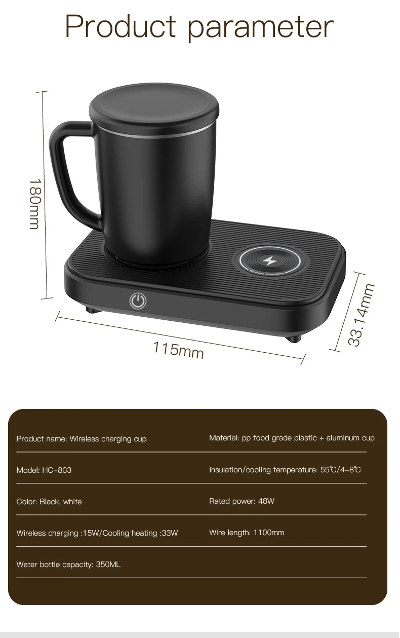 55 Degree Thermostat Mug Warmer USB Connection - Smart Drinkware