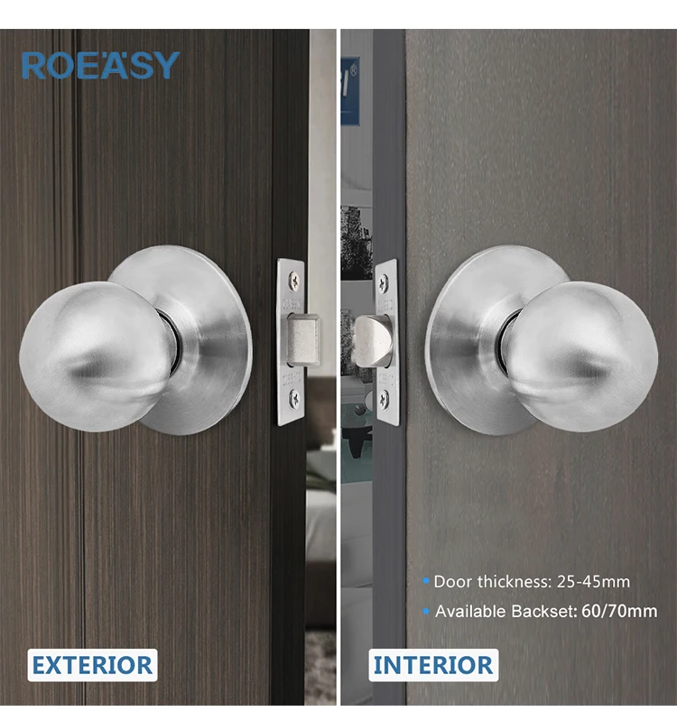 Round Knob Door Lock With Key Stainless Steel Bedroom Door Lock Set for ...