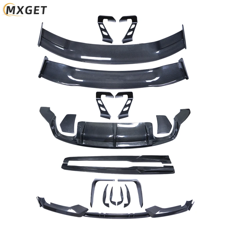 Carbon Fiber Body Kit Front Splitter Rear Diffuser Hood Sides Skirt ...