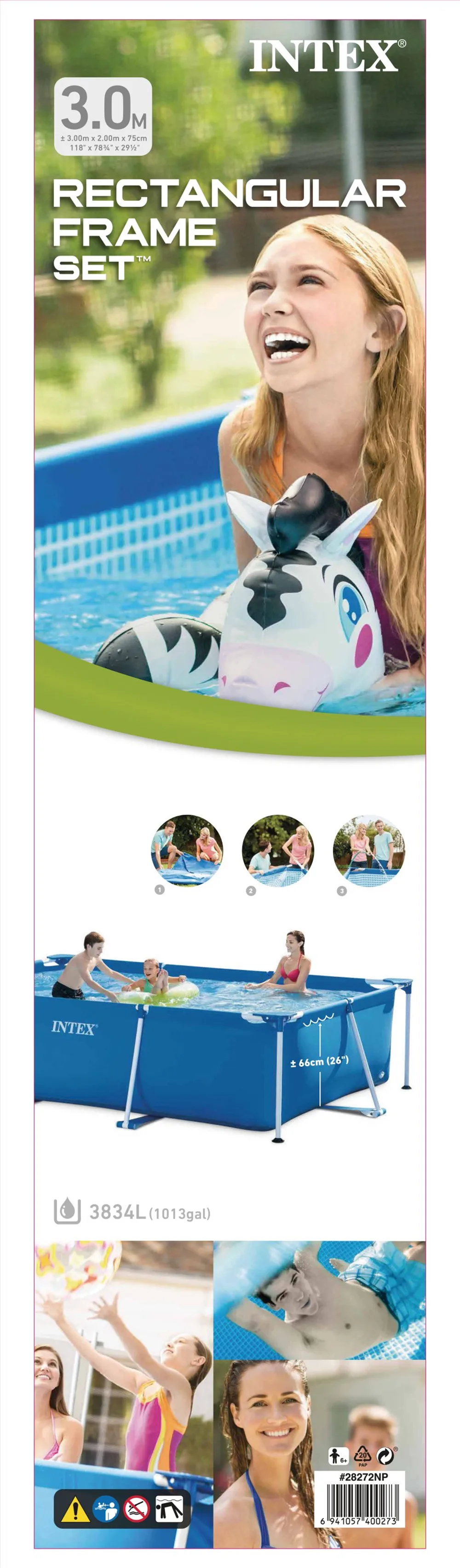 Intex 28272 Pvc Thickened Rectangular Tube Frame Pool Non-inflatable ...