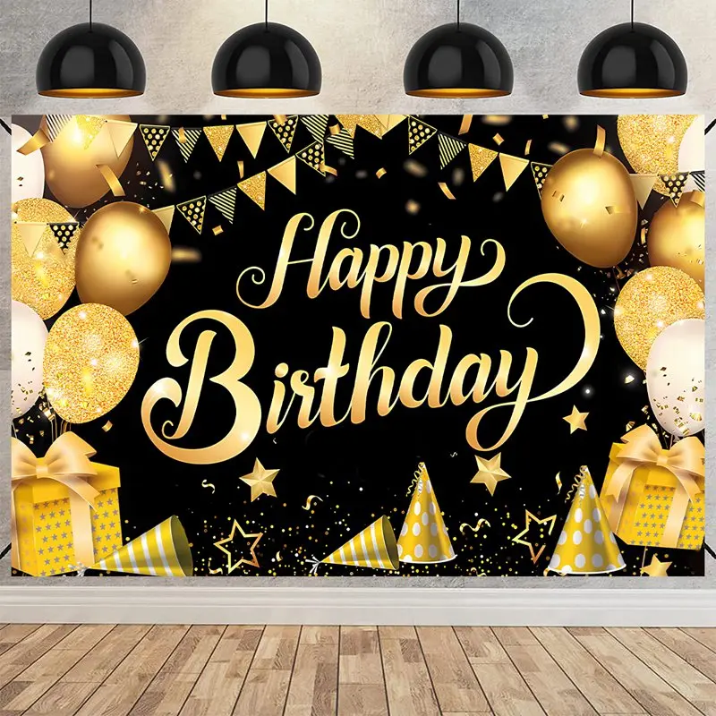 Happy Birthday Decorations Backdrop Glitter Birthday Backdrop Sign Happy Birthday Banner Party ...