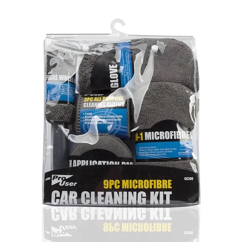 Car Cleaning Cloth Kit - 9pcs Microfiber Set for Detailing