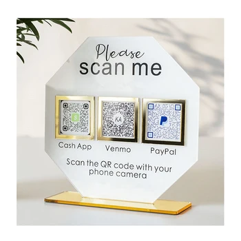 Custom Acrylic Table Signage Qr Code Acrylic Display Stand Beauty Salon ...