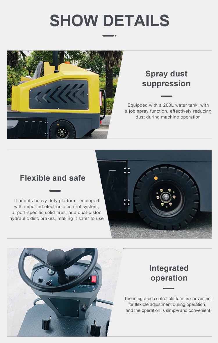 2-in-1 Industrial Driveway Vacuum Floor Parking Lot Sweeper