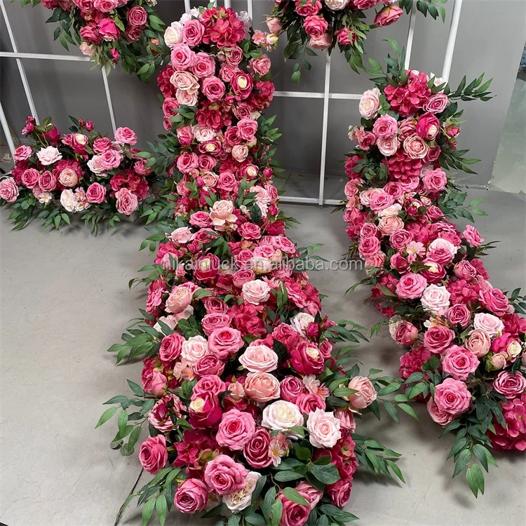 Modern White Flower Row Artificial Runner Table Flower Row Decoration ...