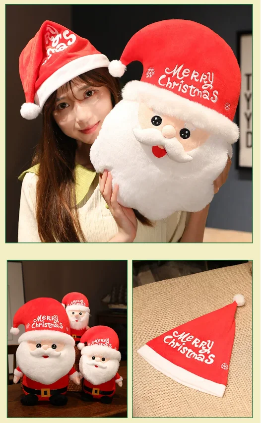 Cute Santa Claus Plush Doll Christmas Hat Decoration Gift Xmas Plush ...