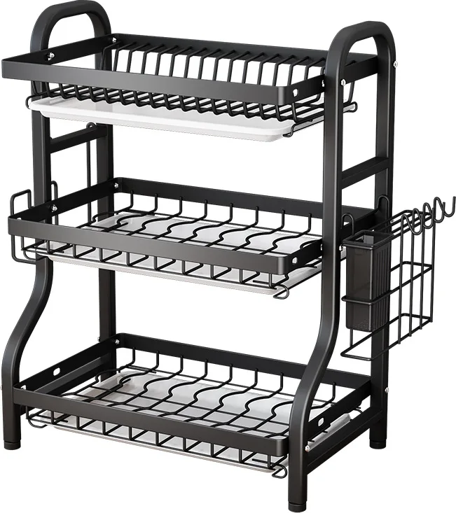 Kitchen Countertop Dish Storage Rack Multifunctional Drainage Storage ...