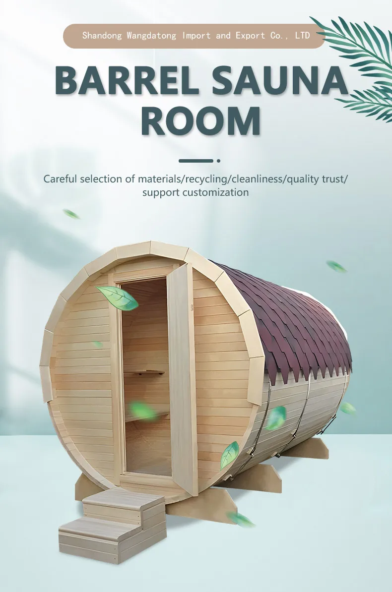 Wooden Traditional Outdoor Barrel Wet Steam Sauna Room For 4 Person ...