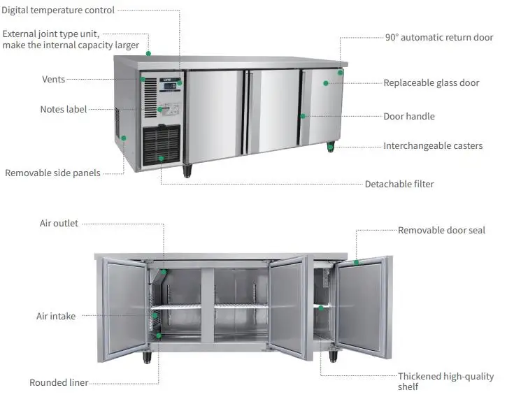 Hot Sales Work Table Under Counter Fridge Under Counter Freezer ...