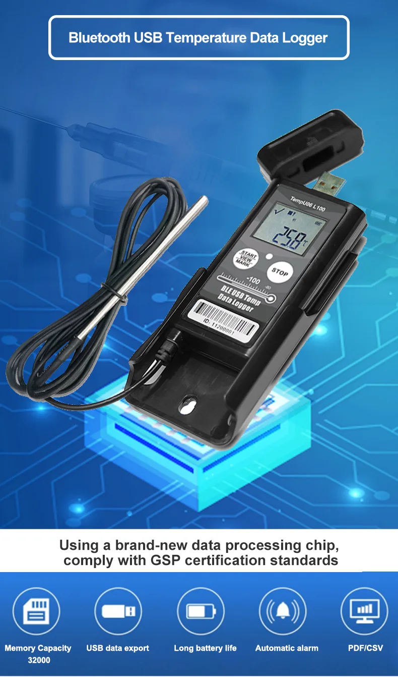 Tempu06l100 Bluetooth USB Data Logger for Ultra Low Temp