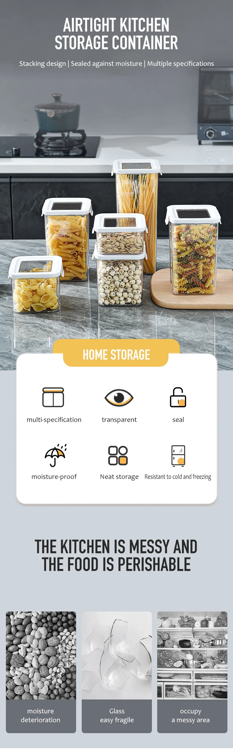 Custom Bpa-free Airtight Stackable Plastic Food Storage Containers ...