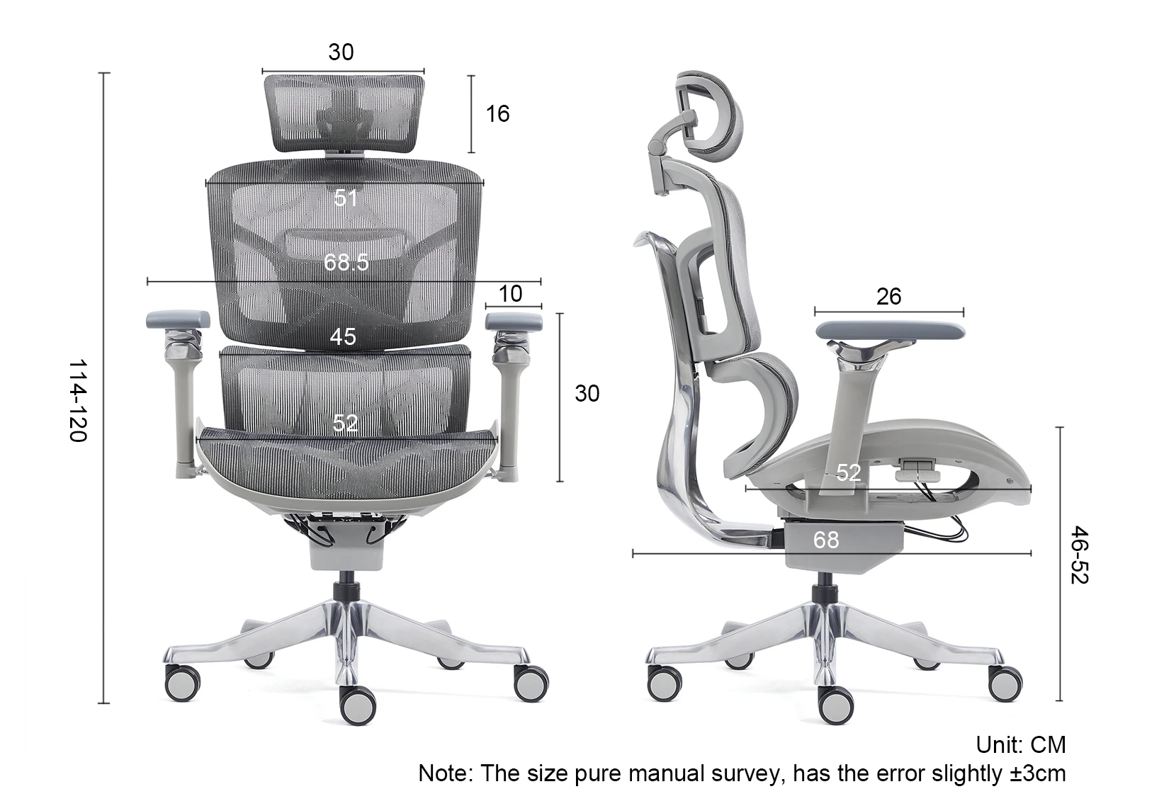 6D Armrest Grey Ergonomic Gaming Chair - Modern Office Chair with ...