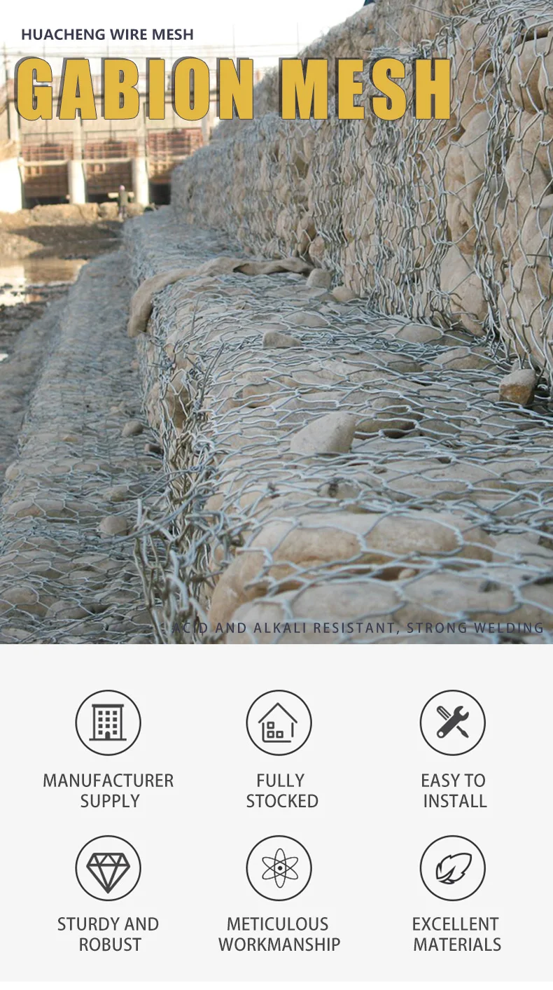 Rockfall Netting Gabion Mesh Cage Hexagonal Gabion Box Mesh Retaining ...