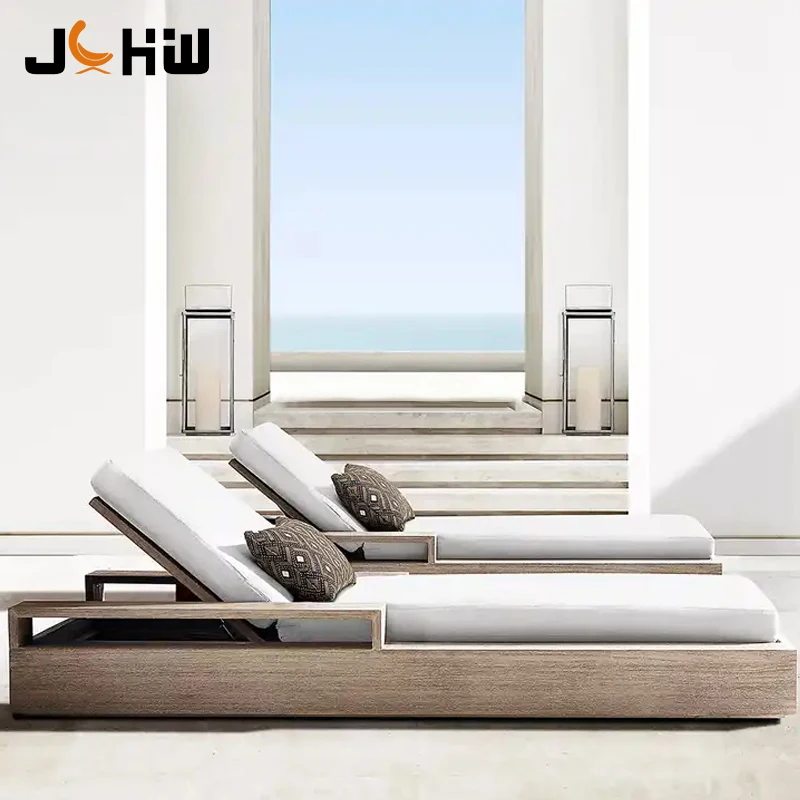 Luxury Outdoor Sun Lounger Teak Sunbed Swimming Pool Beach Club ...