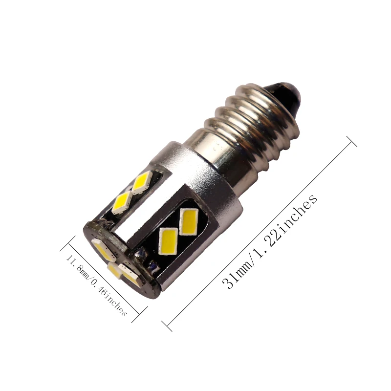 Ac 9v To 48v E10 Canbus No Error 11 Smd 3020 Led 3 Chips 2.8w Screw Led Indicator Bulb ...