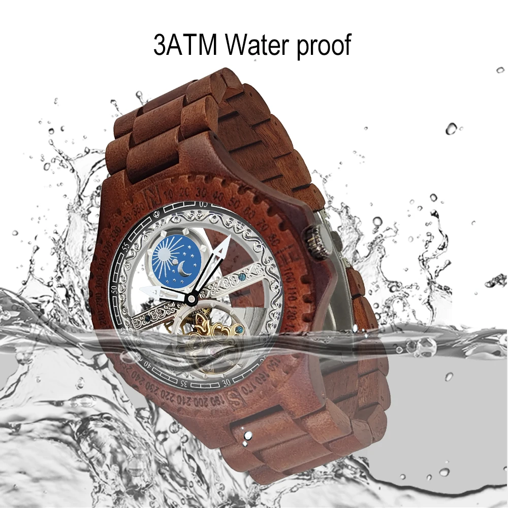 Luxury Custom Logo Natural Handcrafted Water Resistant Mechanical ...