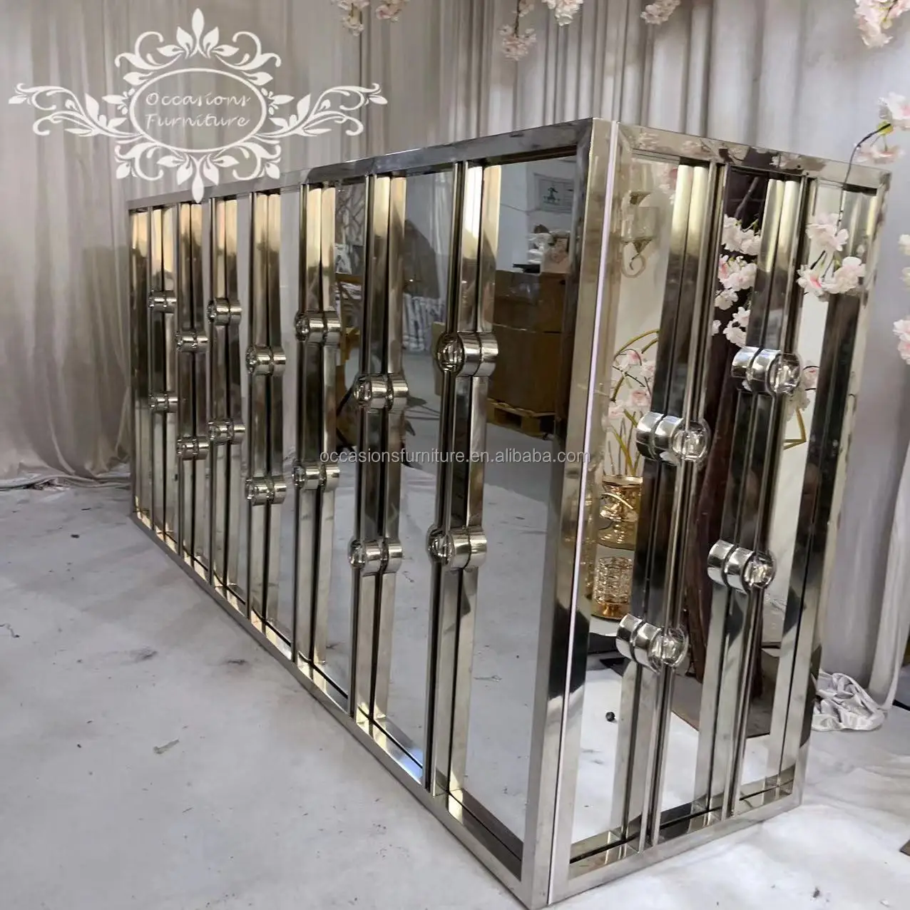 Stainless Steel Furniture Silver Crystal Bar Counter Cocktail High ...
