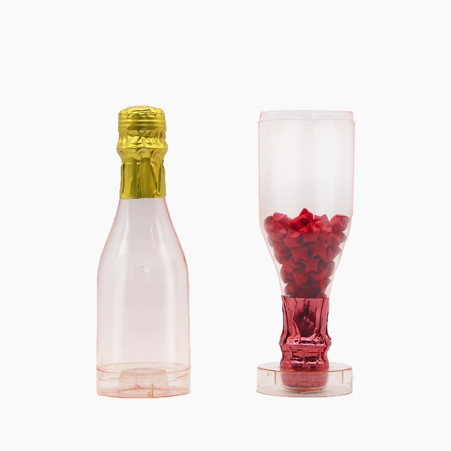 Clear Champagne Bottle with Gold Foil for Candy Packaging