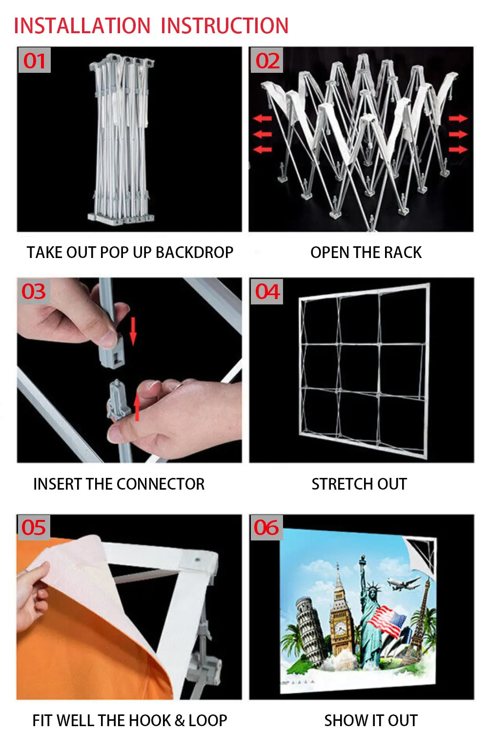 10ft Portable Fabric Trade Show Custom Pop Up Banner Fabric Display ...