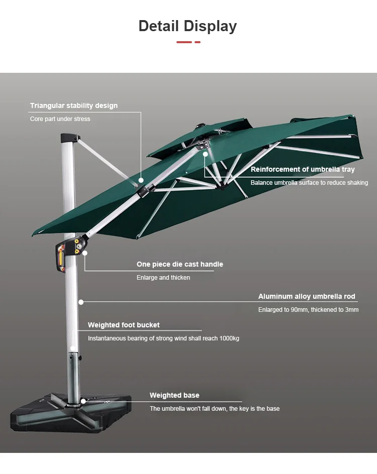 Custom Electric Large Parasol Waterproof Restaurant Cafe Villa Hotel ...