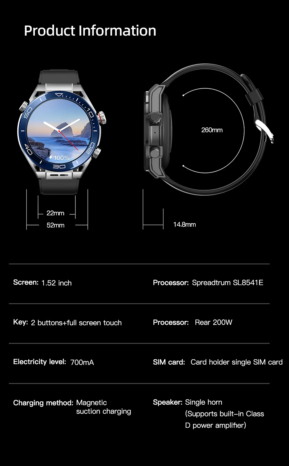 2024 High Quality 4g 5g Sim Card Smartwatch 700mah Battery Gps Ai ...