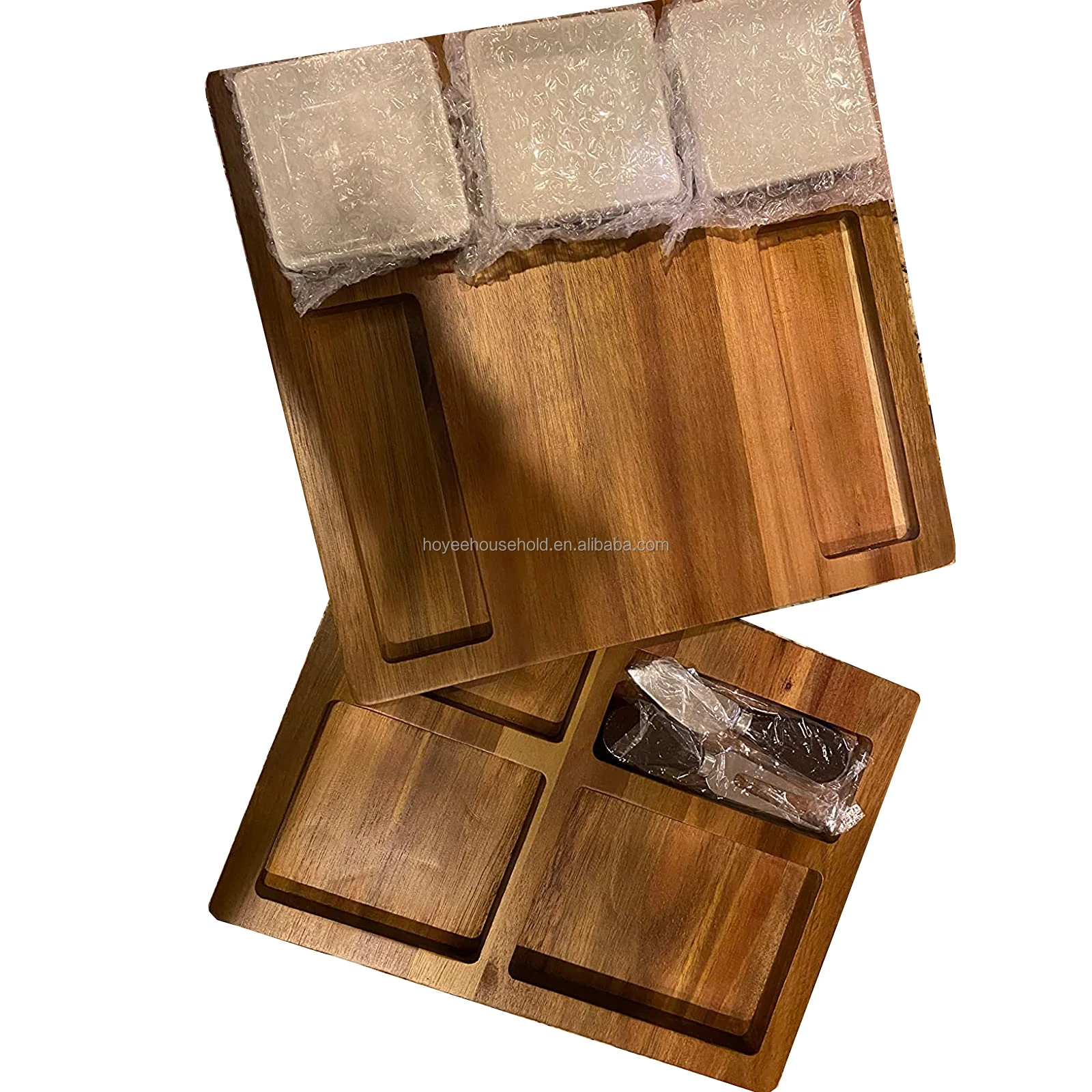 Acacia Wood Large Charcuterie Board Set Compact Swivel Cheese Board Set ...