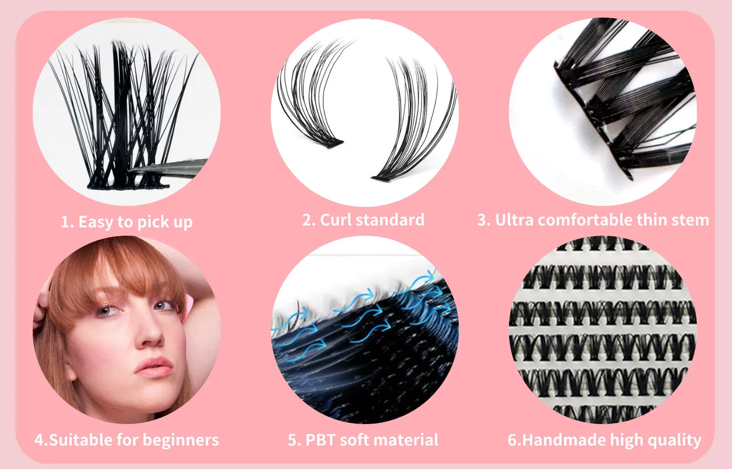 10d 20d 30d 40d Diy Individual Eyelash Extensions Private Label Cluster ...