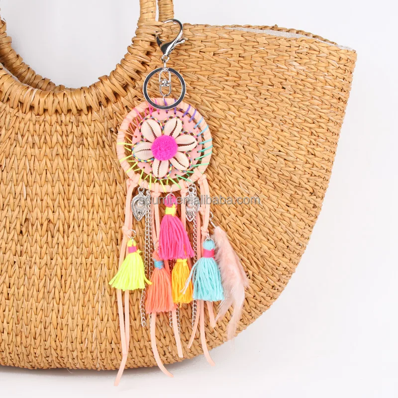 Hot Sale Bohemia Shell Beach Keychain Colorful Tassel Key Chain Key ...