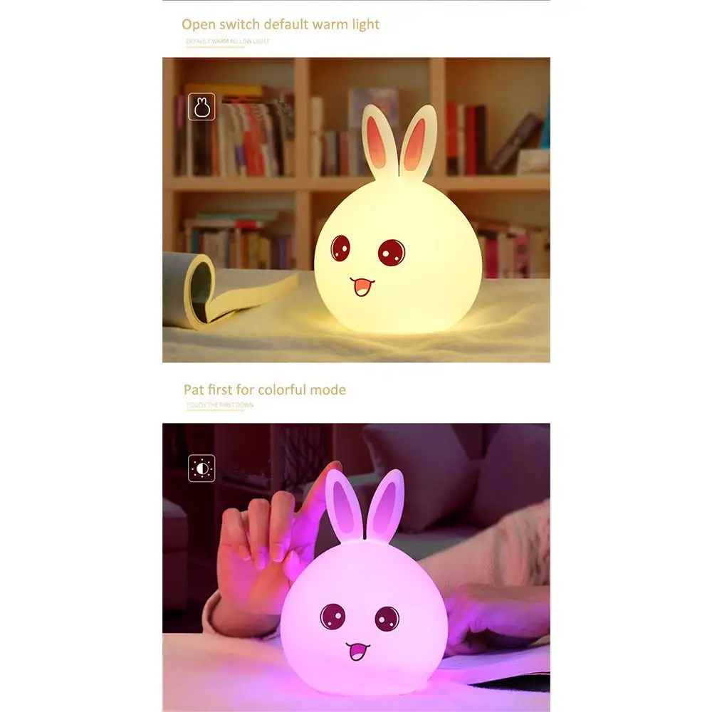 Jumon Silicone Night Light Children Bedside Lamp Usb Charging Rabbit ...