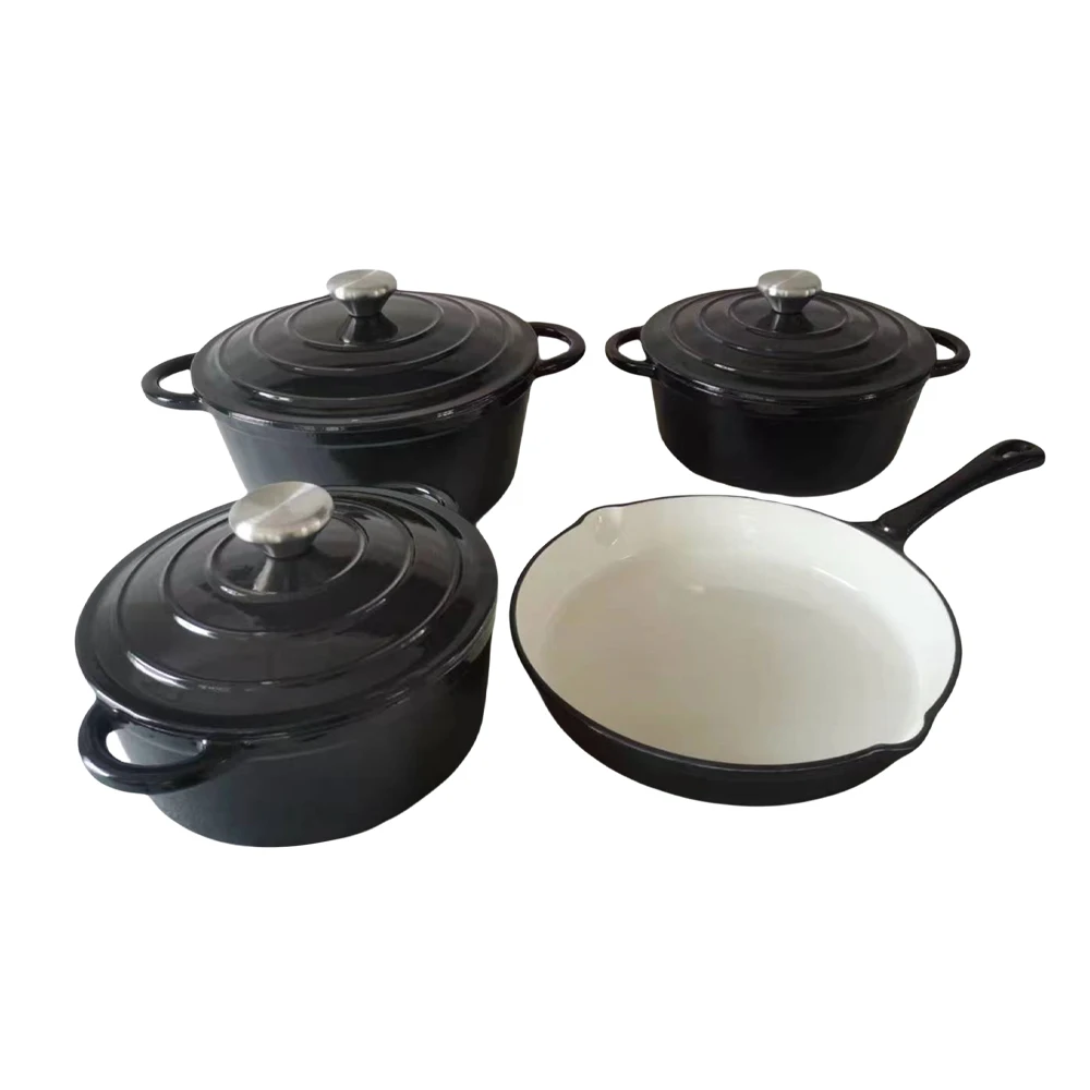 Hot Selling Customized Enamel Cast Iron Cookware Set Casseroles and Non ...